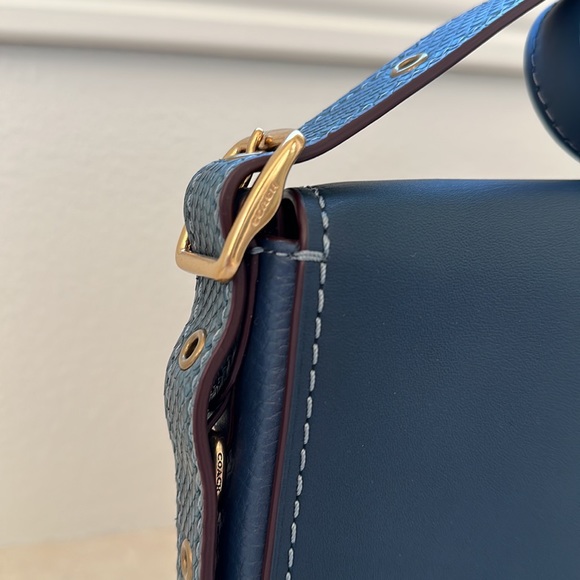 Coach | Bags | Authentic Coach Saddle Bag 23 In Blue With Python Strap | Poshmark